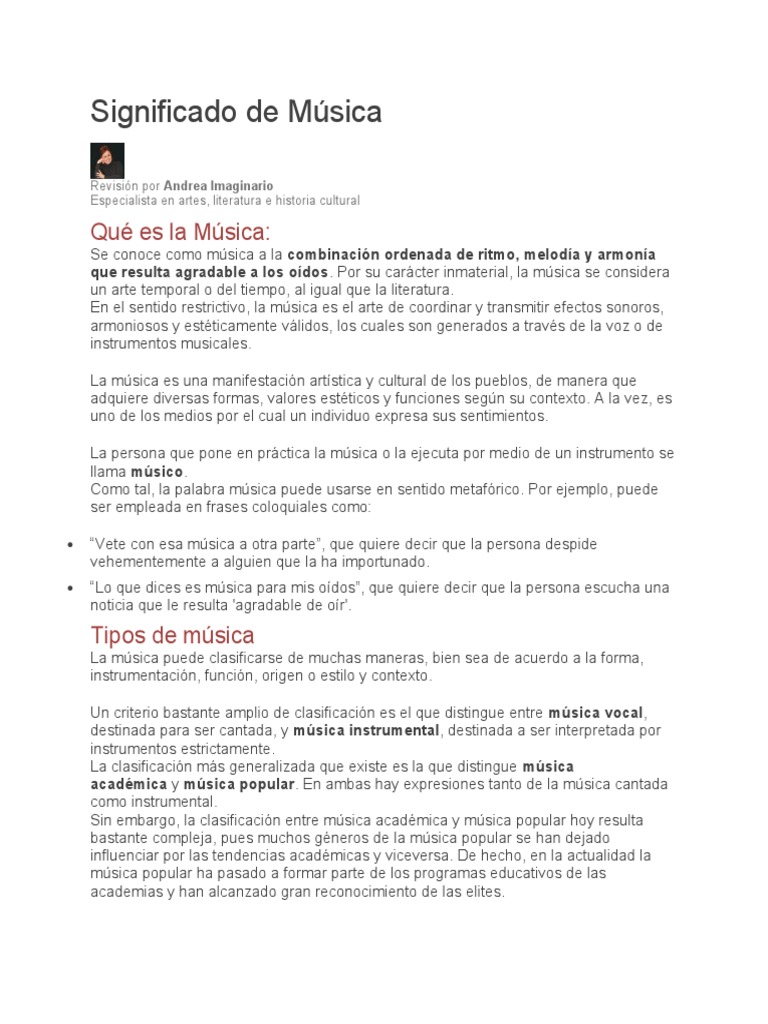 Significado de Música | PDF | Musica Popular | Ópera