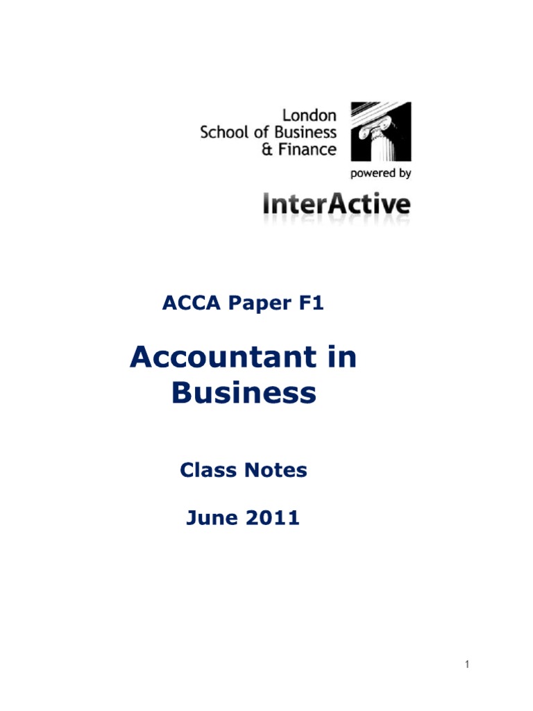 Acca f1 Notes | PDF