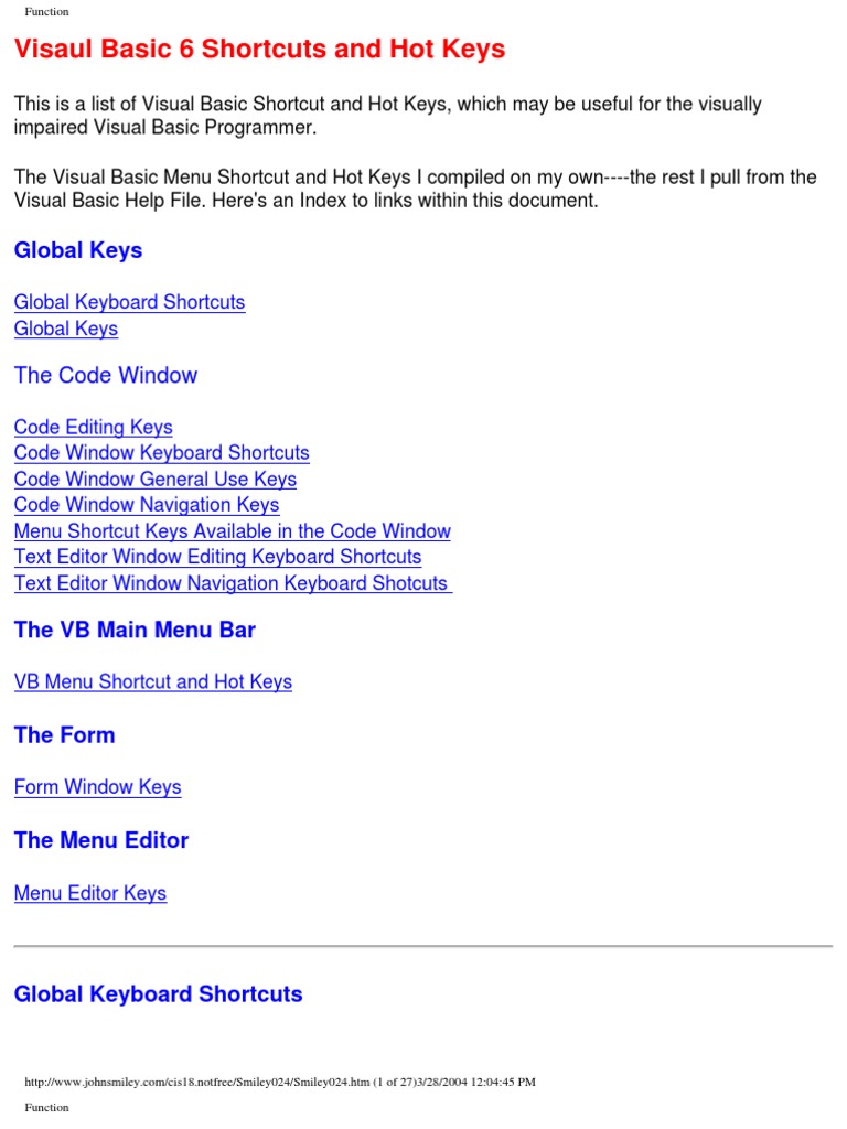 Visual Studio Shortcuts | PDF | Computer Keyboard | Keyboard Shortcut