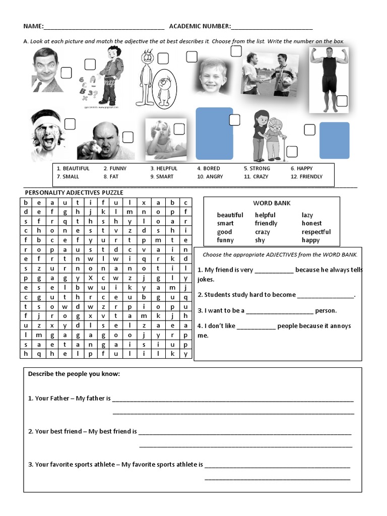 Describing People Information Gap Activities Picture Description Exe ...