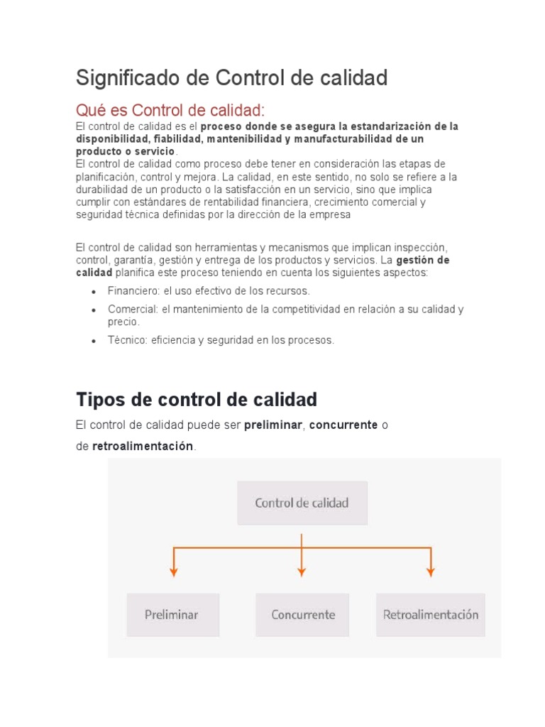 Significado de Control de Calidad | PDF | Calidad (comercial) | Business
