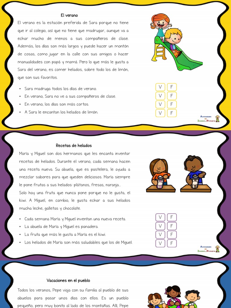 Lecturas Cortas Verano | PDF | Helado