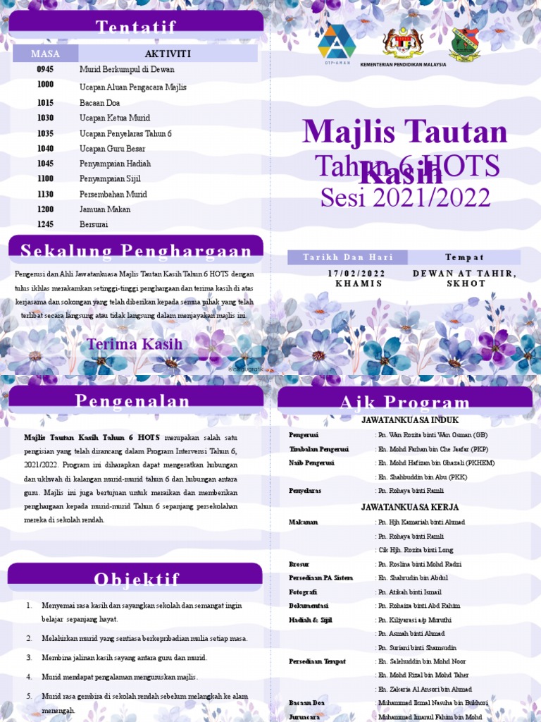 Buku Program Jamuan Tahun 6 2022 | PDF
