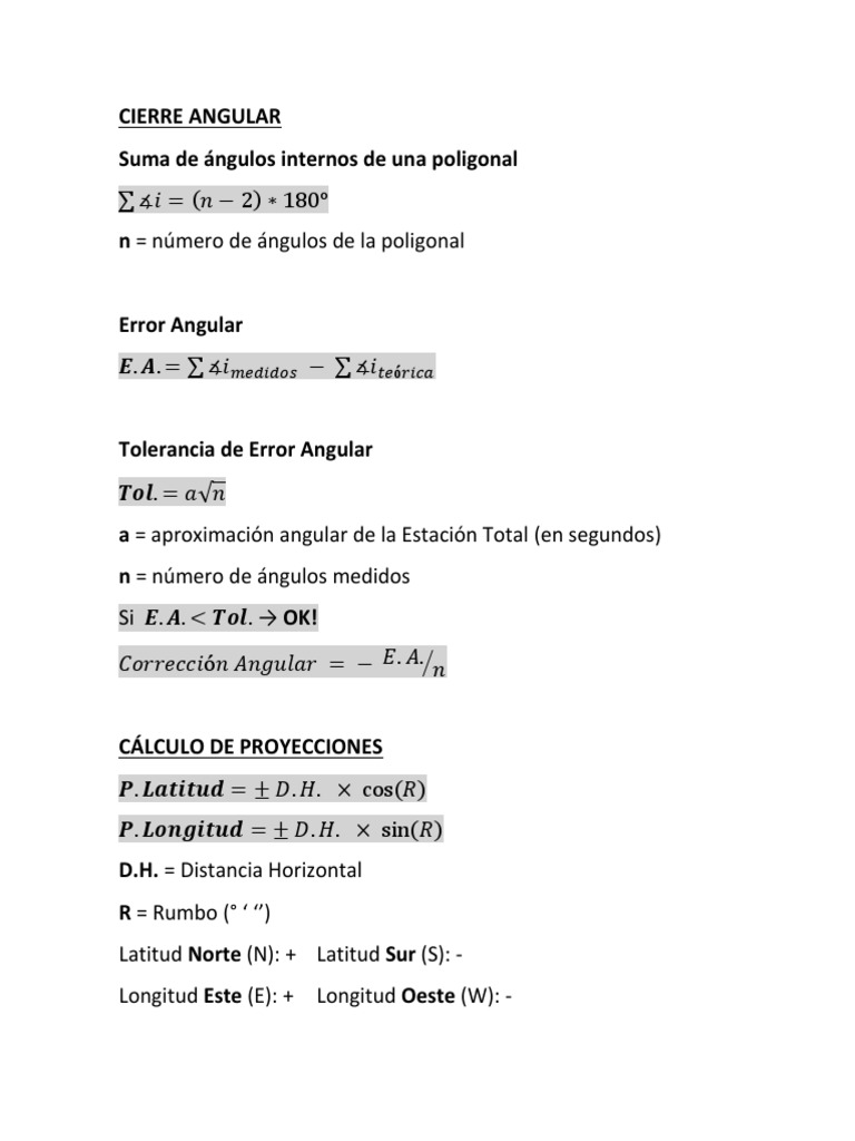 Formulas de Topografia | PDF