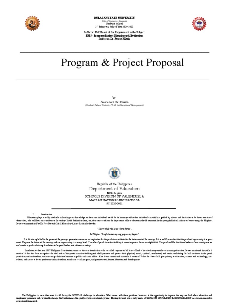 Sample Project Proposals | PDF | Teachers | Non Governmental Organization