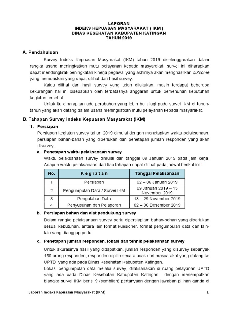 Laporan Hasil Survei Ikm Dinkes | PDF