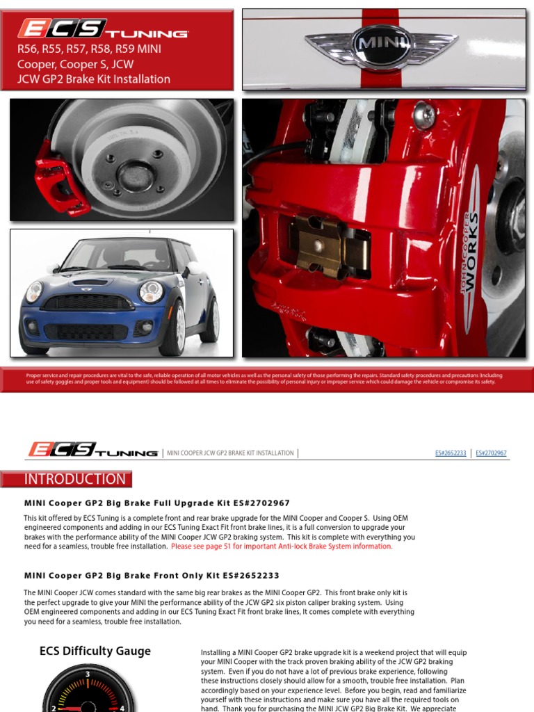PDF 10671 MINI GP2 Brake Kit Installationr3 | PDF | Brake ...