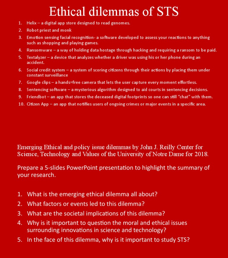 Ethical Dilemmas of STS | PDF