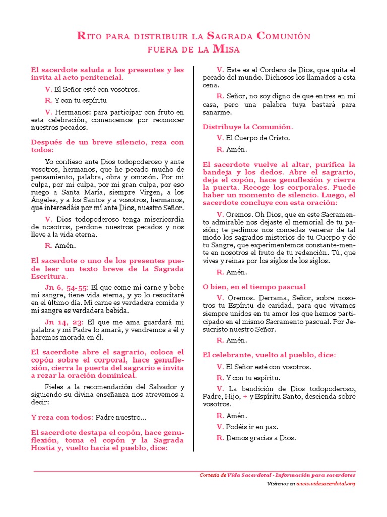 Rite of Communion Service Outside Mass Spanish | PDF | Oración ...