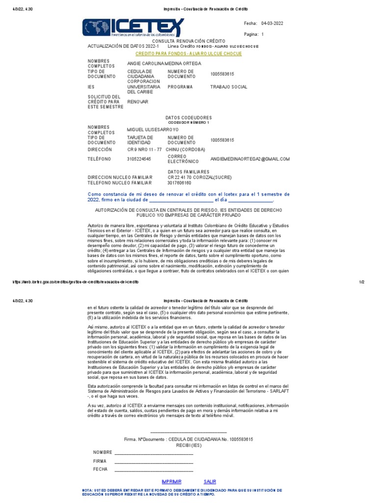 Renovar - ICETEX | PDF | Crédito | Finanzas y administración del dinero