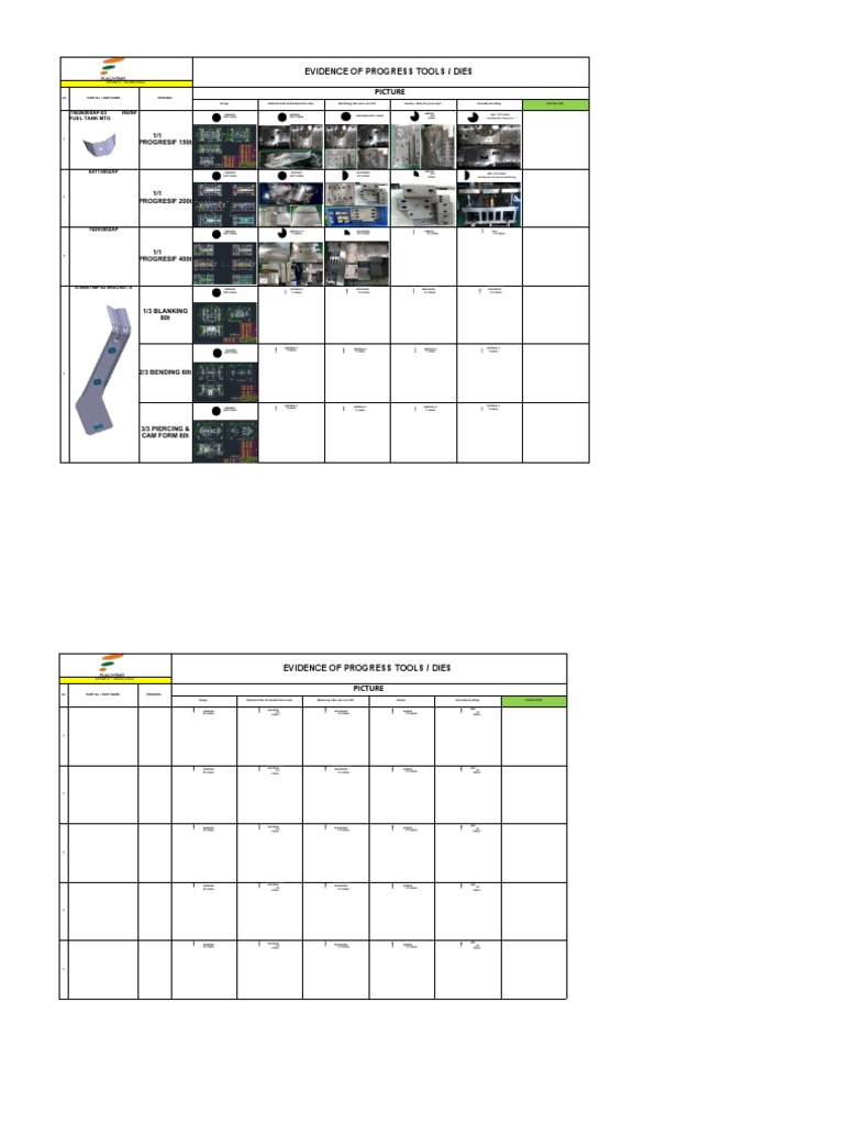 Evidence of Progress Tools / Dies Picture: 1/1 Progresif 150T | PDF ...