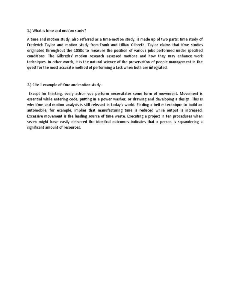 Time and Motion | PDF