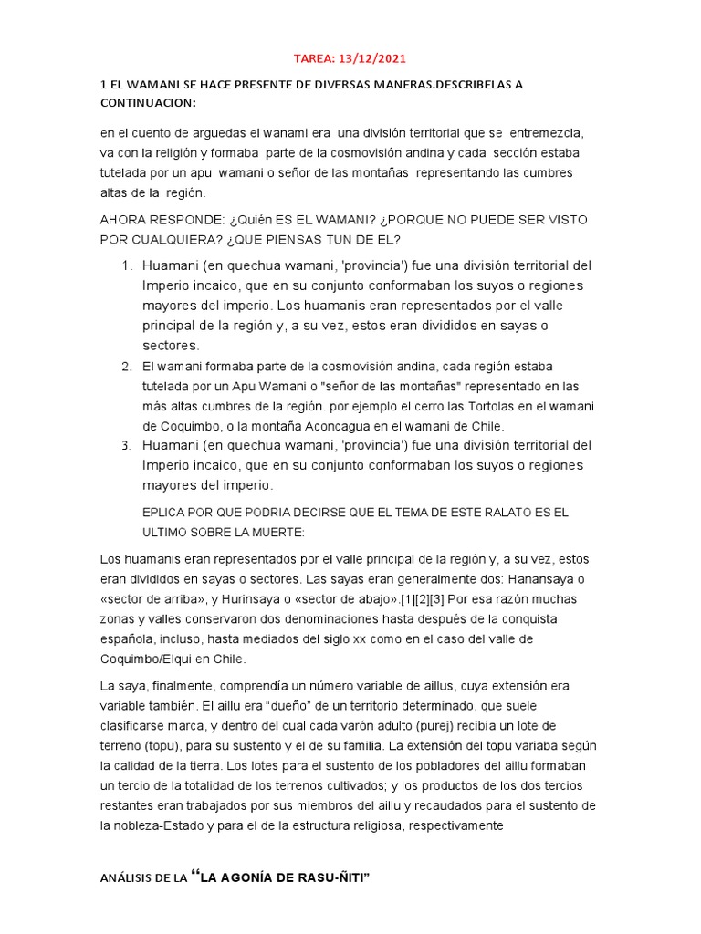 El legado del Wamani: Un análisis de la cosmovisión andina a través de ...