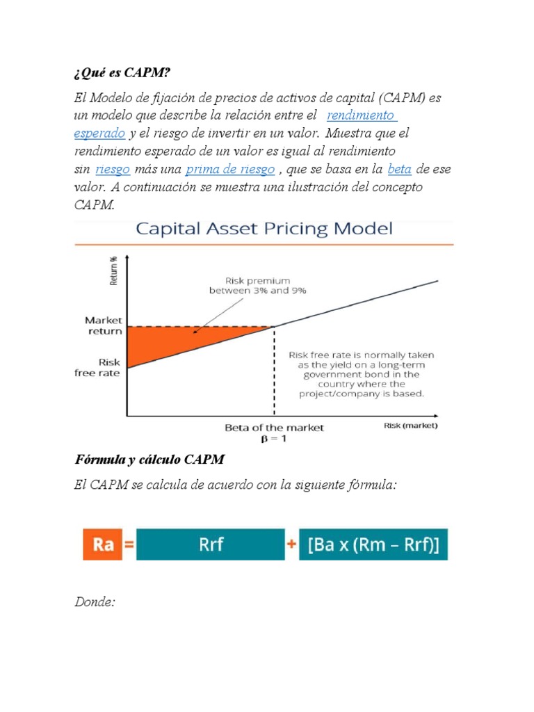 Modelo CAPM: Fórmula y Ejemplo | PDF | Modelo de fijación de precios de ...