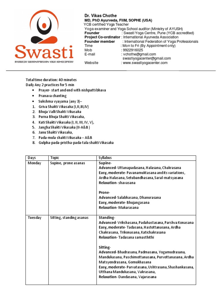 Morning Yoga Session Plan | PDF | Yoga | Asana