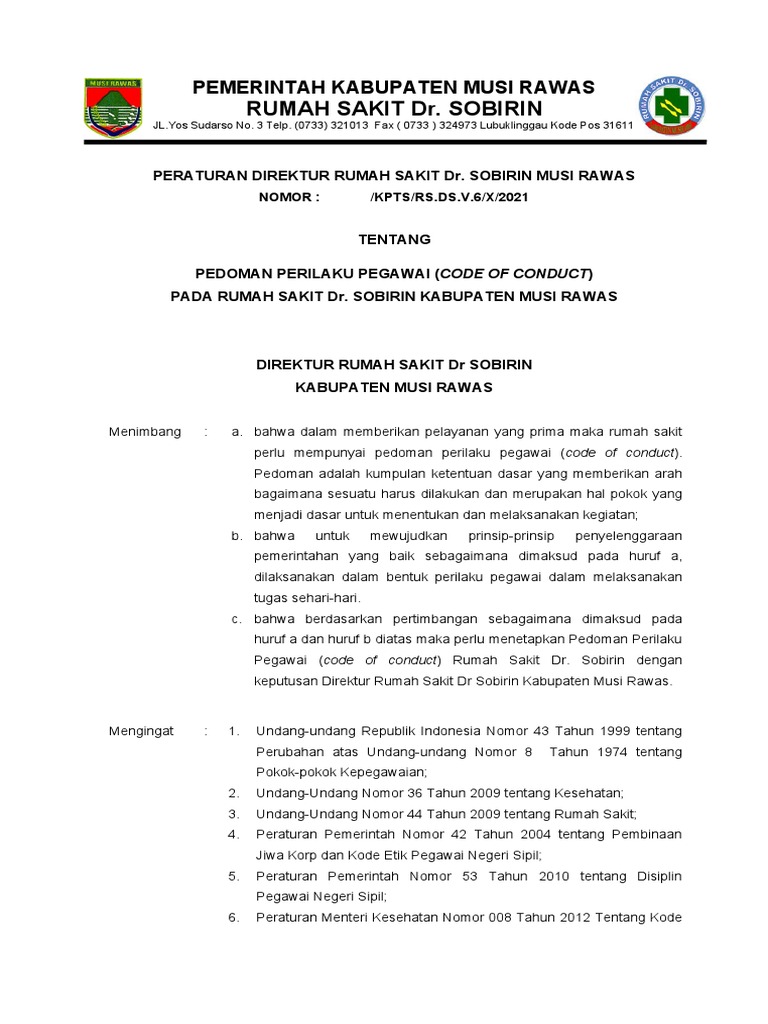Pedoman Perilaku Pegawai Code of Conduct | PDF