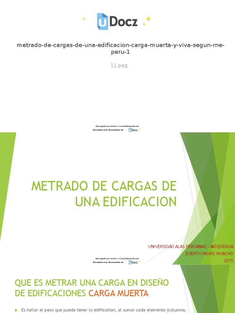 Metrado de Cargas de Una Edificacion Carga Muerta y Viva Segun Rne Peru 1 80068 Downloable ...