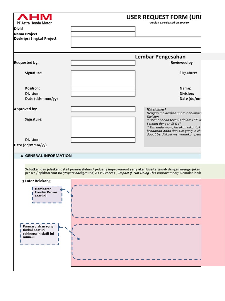 Template User Request Form | PDF