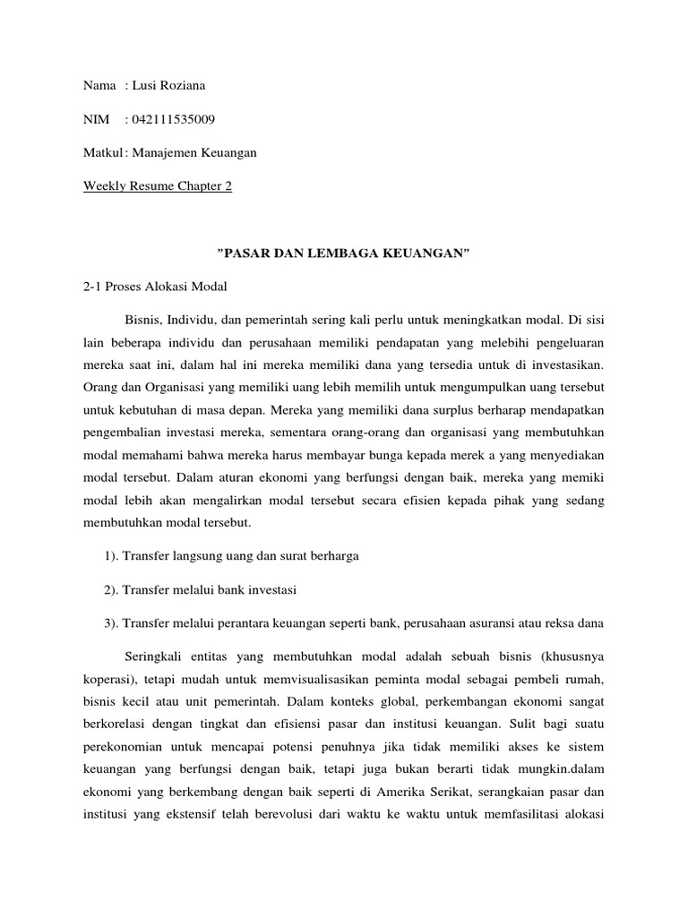 Weekly Resume Menkeu TM2 | PDF