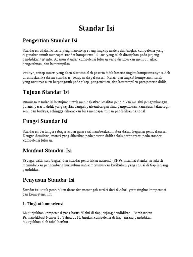 Standar Isi Snp Pdf