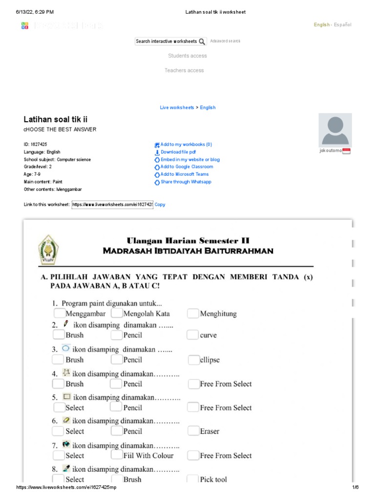 Latihan Soal Tik II Worksheet | PDF | Worksheet | Computing