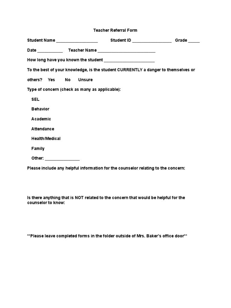 teacher referral form | PDF