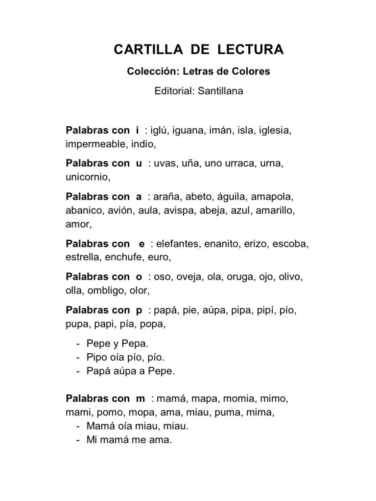 Cartilla de Lectura | PDF