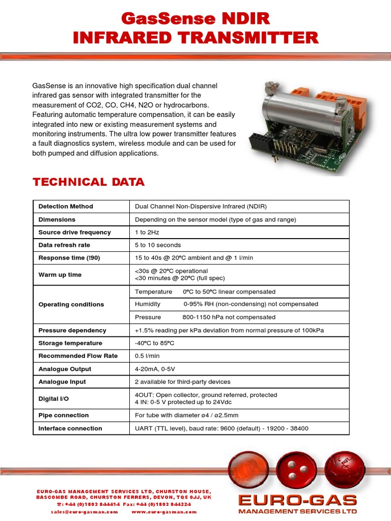 Gassense Ndir Sensor | PDF | Wireless Network | Energy Harvesting
