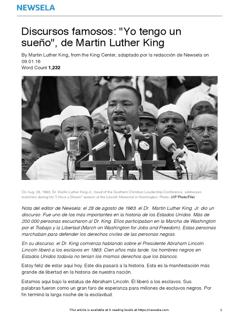 MLK Yo Tengo Un Sueño | PDF | Martin Luther King hijo.