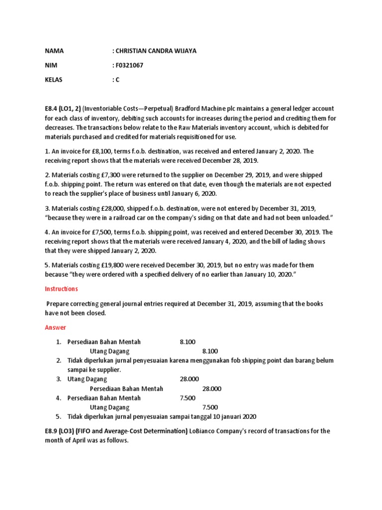 Jawaban Tugas Inventory 2 | PDF | Cost Of Goods Sold | Inventory