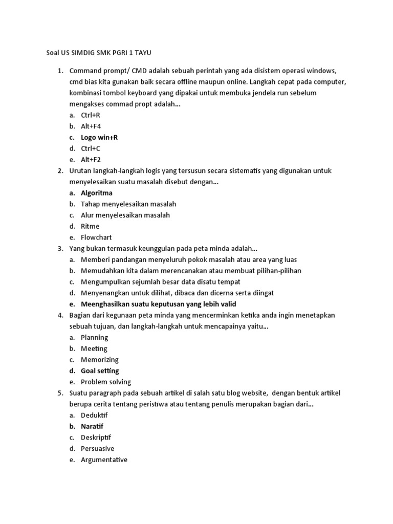 Soal Us Simdig 2022 | PDF