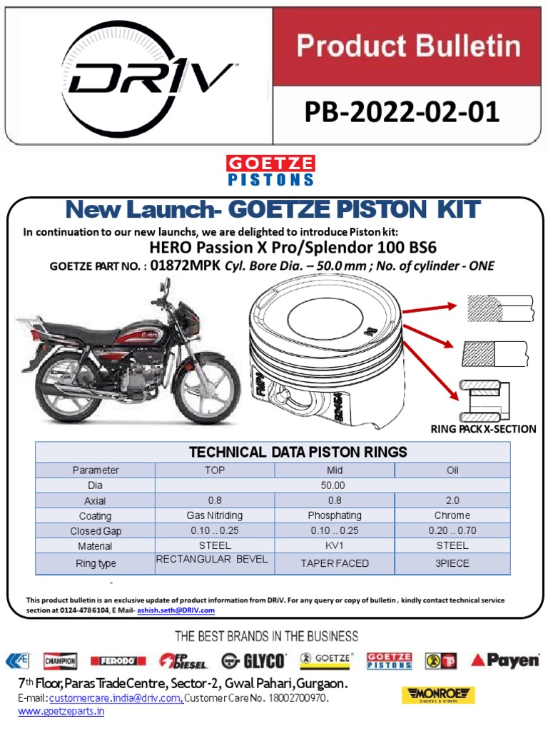 PB-2022-02-01-01872MPK-HERO Passion X Pro Splendor 100 BS6 MPK - Piston ...