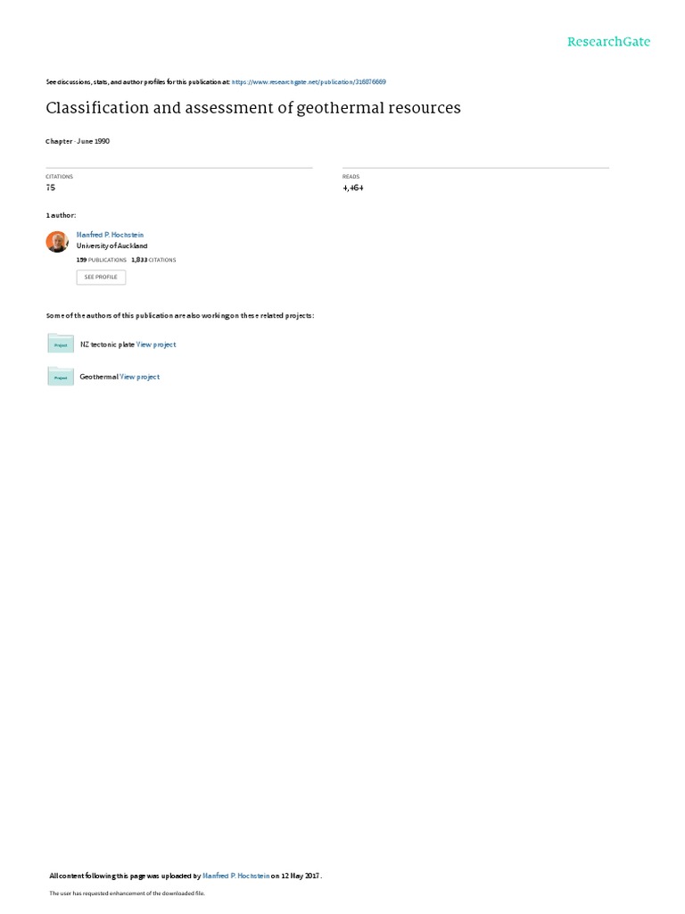 Classification and Assessment of Geothermal Resources: June 1990 | PDF ...