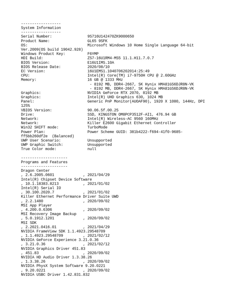 GL65 9SFK (20210429) | Download Free PDF | Extensible Application Markup Language | Computer ...