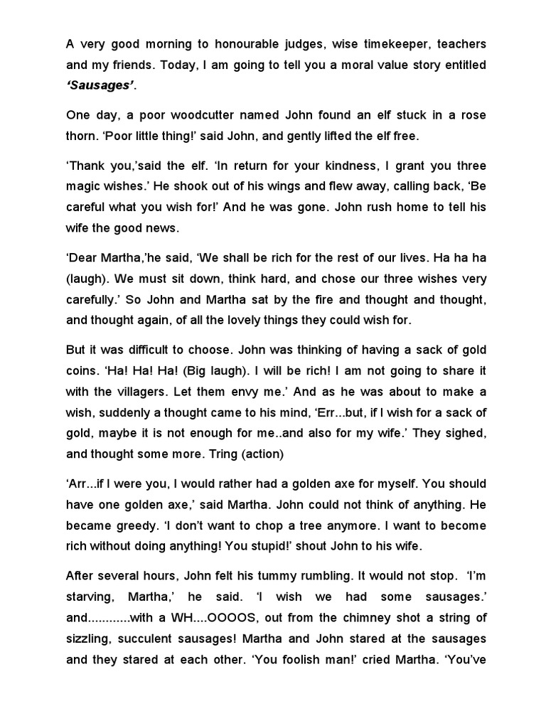 Sausages - Story telling text. | PDF