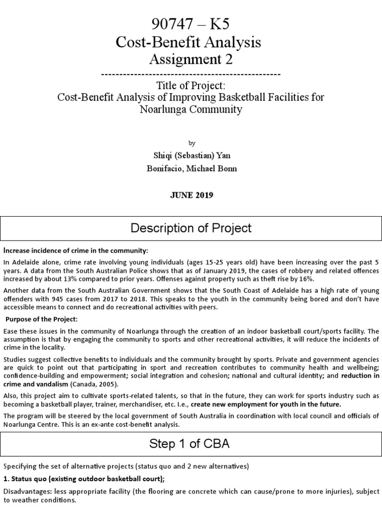 Cost-Benefit Analysis: Noarlunga Basketball Facility | PDF | Net ...