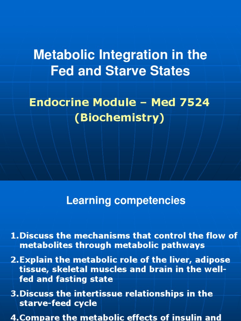 Metabolic Integration in The Fed and Starve States: Endocrine Module ...