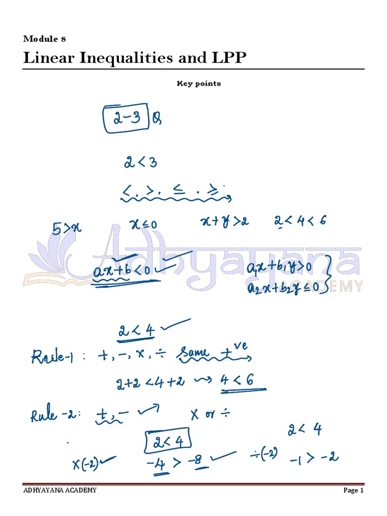 Module 8 - Linear Inequalities & LPP - CET | PDF | Linear Programming ...