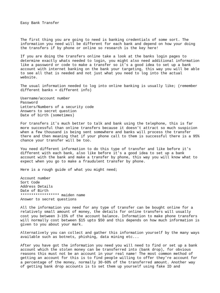 Easy Bank and CC Transfers | PDF | Money | Password