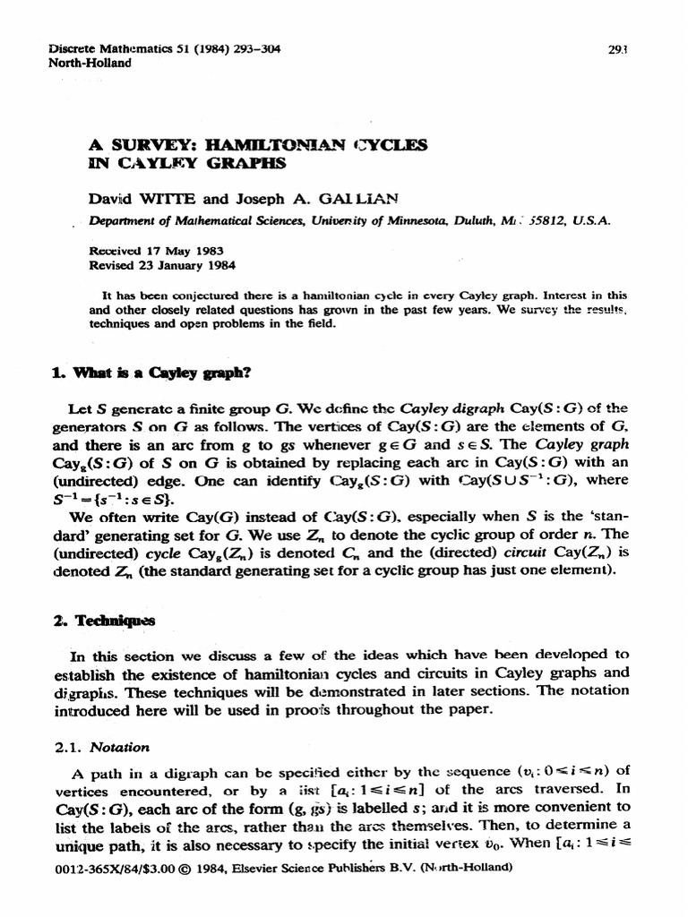 Hamiltonian Cycles in Cayley Graphs | PDF | Group Theory | Theoretical Computer Science
