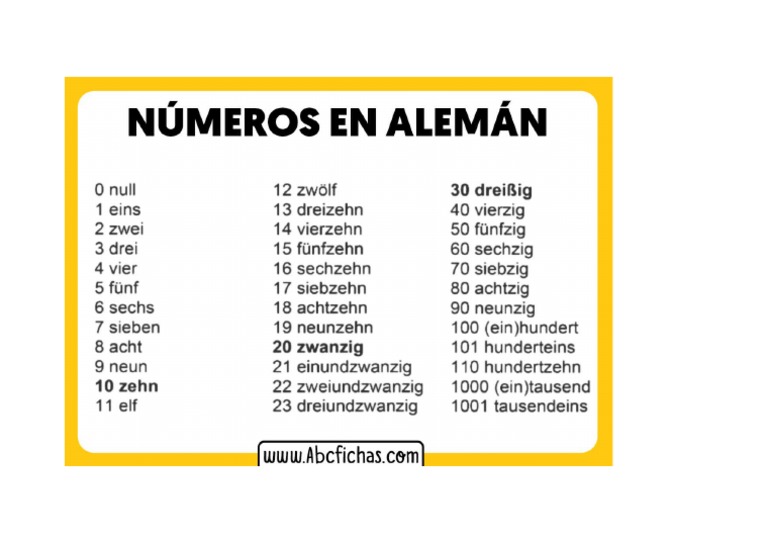 NUmeros en Aleman | PDF