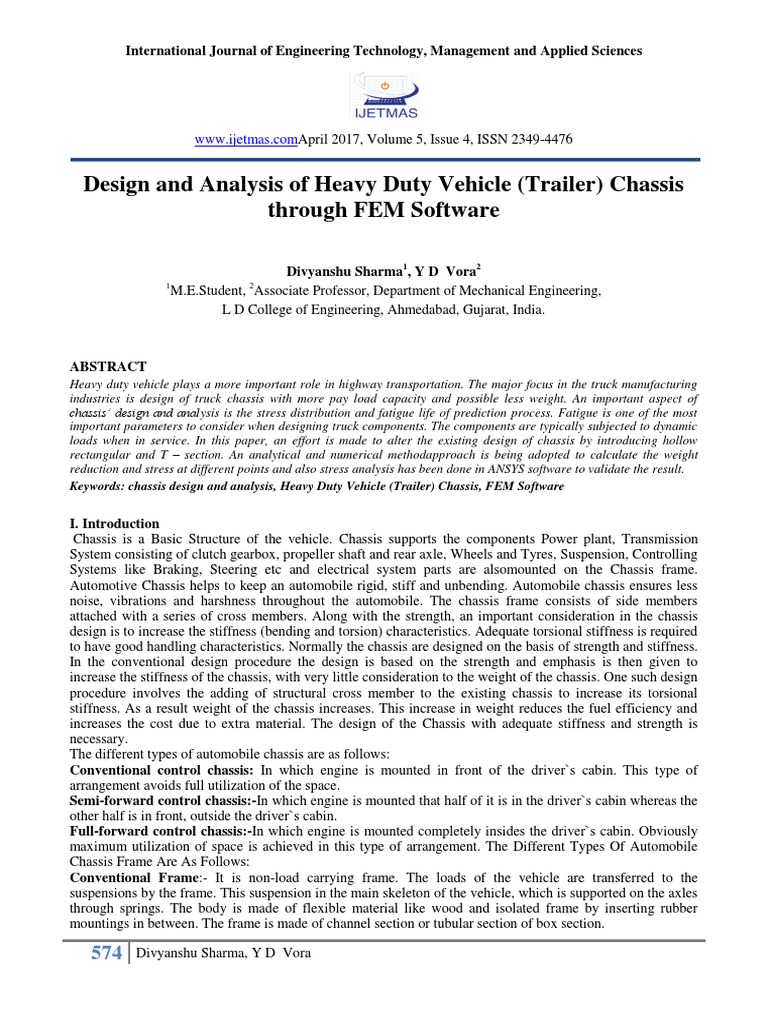 Design and Analysis of Heavy Duty Vehicle (Trailer) Chassis Through FEM ...