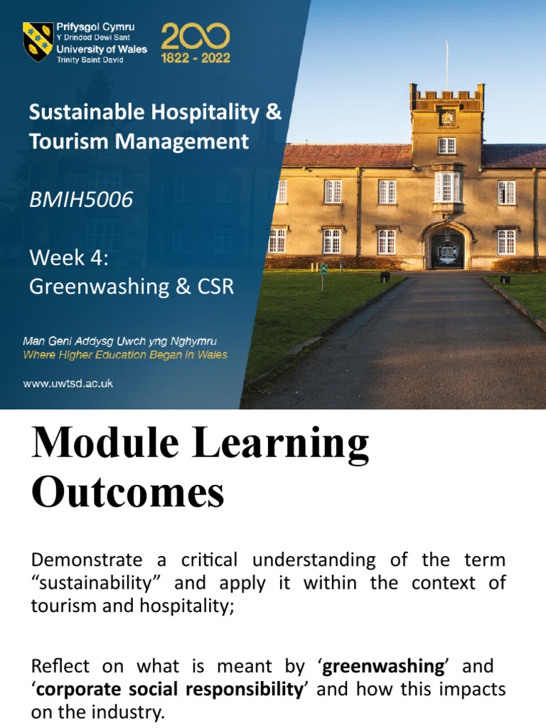 Sustainable Hospitality & Tourism Management: BMIH5006 | PDF ...