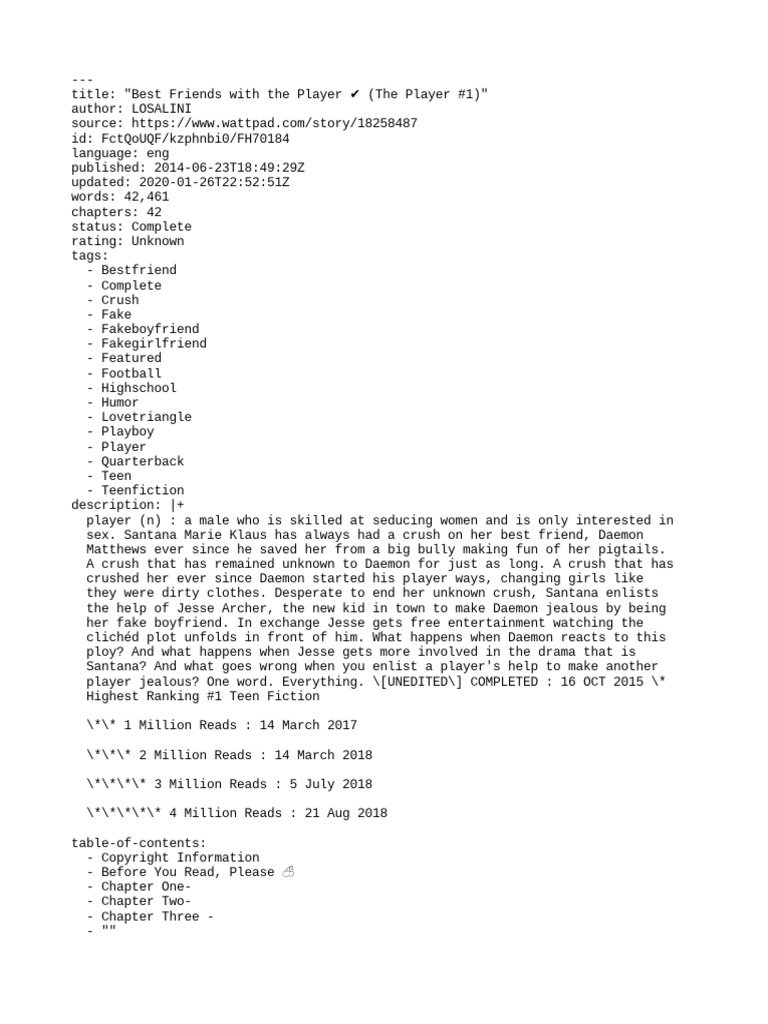 LOSALINI The Player 01 Best Friends With The Player | PDF | Copyright