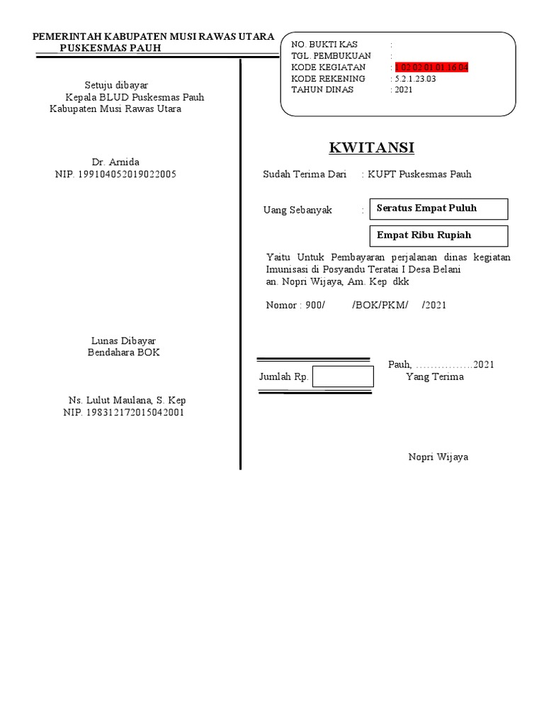 Contoh SPJ Perjalanan Dinas 2021 | PDF