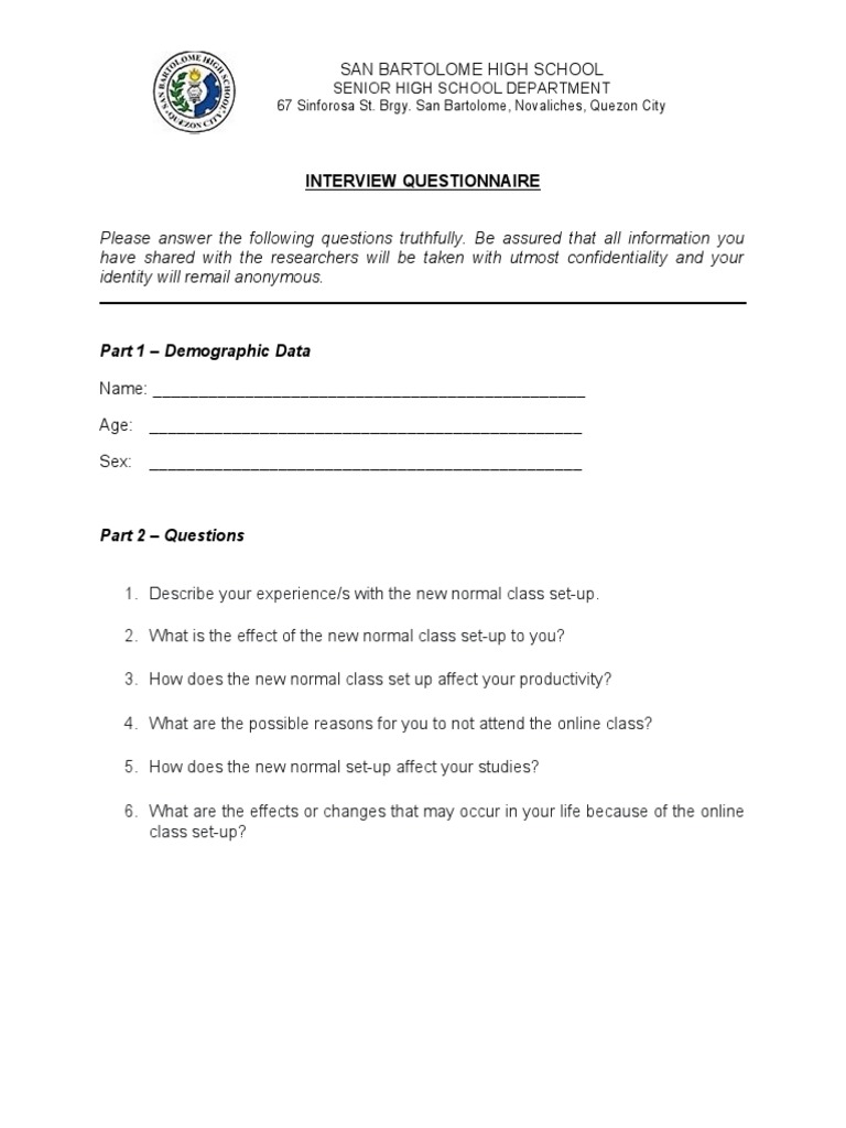 Sample Interview Guide Questionnaire | PDF