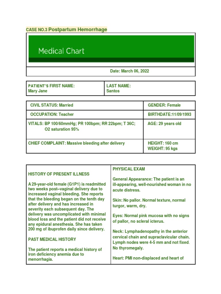 Ob Case 3 Chart | PDF | Blood Type | Bleeding