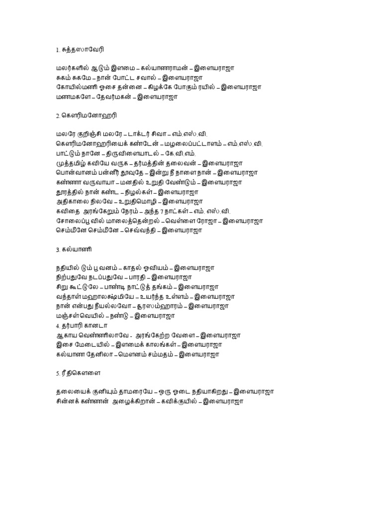Ragas in Tamil Songs | PDF