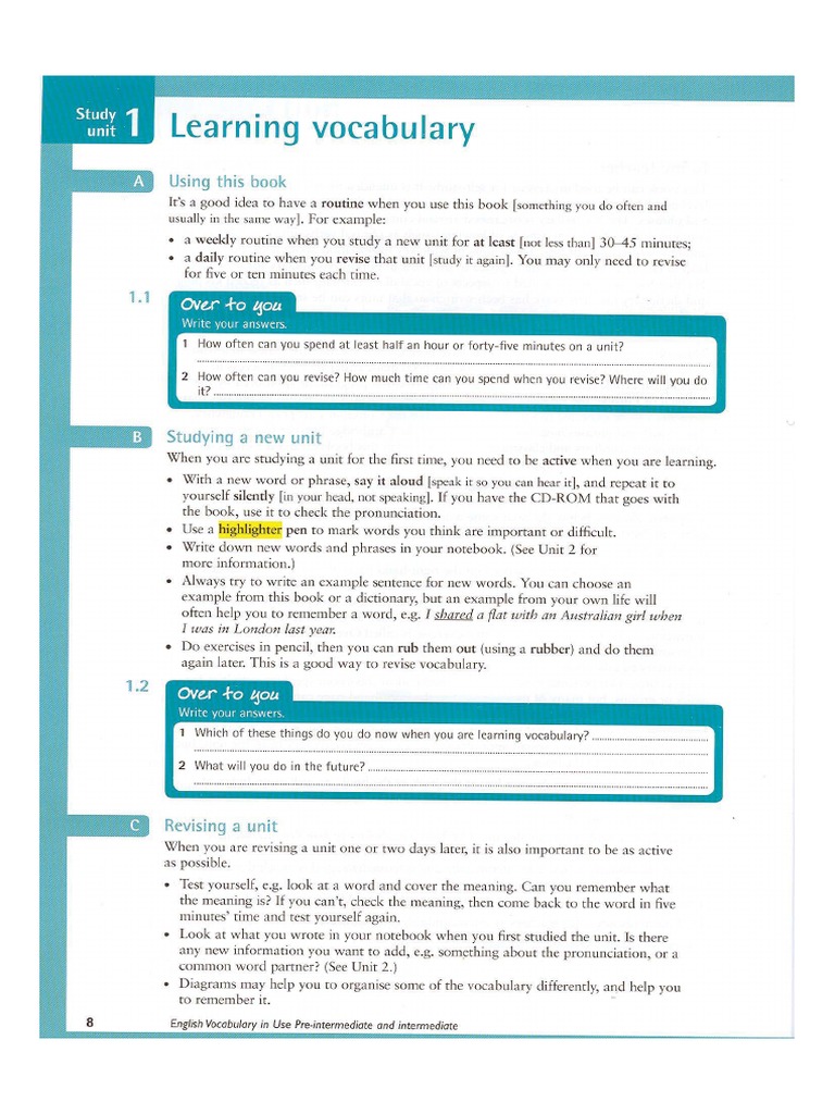 Vocabulary-Cambridge-Unit 1 | PDF
