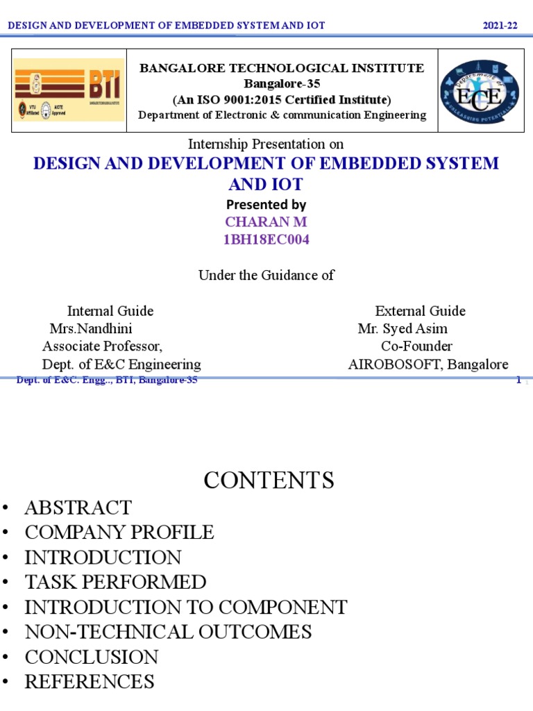 Design and Development of Embedded System and Iot | PDF | Electric ...